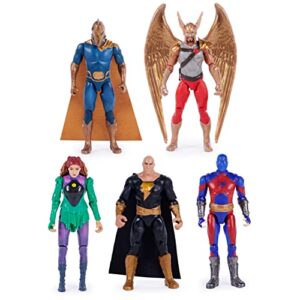 dc comics, black adam and justice society set, 4-inch black adam toy figures and throne, hawkman, dr. fate, atom smasher, cyclone, kids toys for boys and girls ages 3 and up (amazon exclusive)