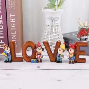 ysp-mall clowns love letters bundle figurines,cute statues for home decor accents,decorative creative crafts dolls ornaments collection sculptures garden