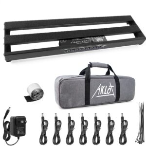 aklot guitar pedal board with built-in power supply guitars effect pedalboard aluminium alloy power supply 19" x 5" with bag, pedal cable