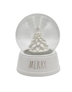 rae dunn snow globe - christmas snow globes, winter holiday decorations - beautiful clear glass snowglobe with sturdy base - decorative xmas collectibles, figurines, merchandise, souvenirs, decor