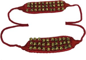 dancing ghungroo three line kathak bells ankle bells red soft pad pair (30 + 30) dance ghunghroo dancing brass bells (14 no.) musical bells for classical dancers bharatnatyam