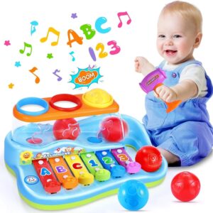 baby play mat tummy time mat baby toys 12-18 months piano music toys with montessori toys for 1 year old, christmas birthday gifts for toddler toys age 1-2 baby boys girls