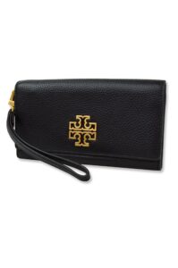 tory burch 785656 black with gold hardware britten smartphone women's leather wallet