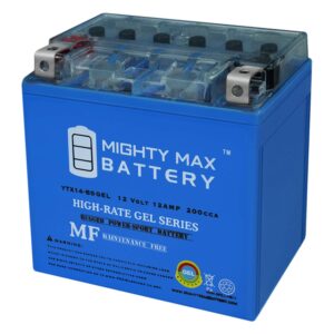 mighty max battery ytx14-bs gel replacement battery for duralast ctx14-bsfp