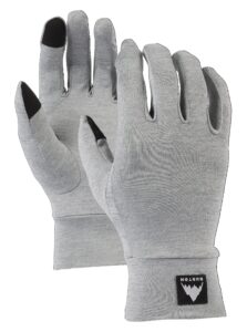 burton standard touchscreen glove liner, gray heather, large x-large