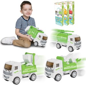 kidsthrill small toy garbage truck toys for boys & girls aged 3-12 – 4pcs set with different models, garbage truck trash truck & dump truck