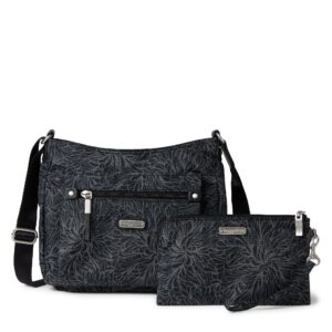 baggallini womens uptown bagg with rfid phone wristlet, midnight blossom, one size us