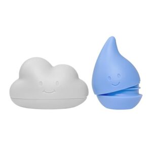 ubbi muted color cloud and droplet silicone bath squeeze toys for toddlers and baby, fun bath time toys, interactive bath toys, baby bath accessory, set of 2