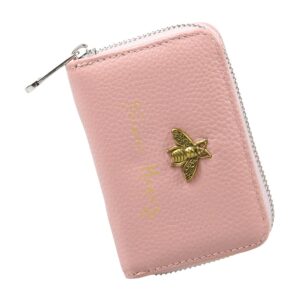 yegq women leather coin purse zipper small wallet card case rfid credit card holder coin pocket for women & grils (pink)