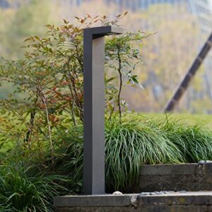 inowel light outdoor landscape pathway led lights modern wired driveway lighting decorative bollard lamp ip54 waterproof grey for walkway patio garden,23.6in 120v