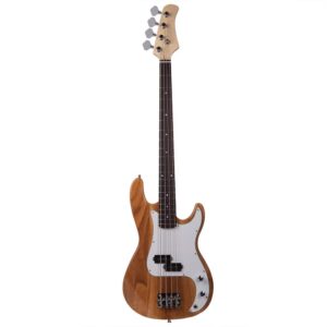 4 string electric bass guitar, exquisite burning fire style electric bass guitar beginner kits, stylish bass guitar, premium quality & affordable musical instrument (wood color)