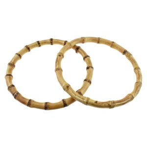 hahiyo bamboo purse handle round wooden rings holders inner diameter 5.5inch sturdy roomy to place fingers no rough spots wood thorns no strong smell for diy beach summer bag crocheted handbag 2pcs