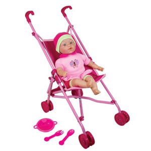 lissi doll: umbrella stroller set with 16" doll role play toy, folds up compactly, for ages 4 and up