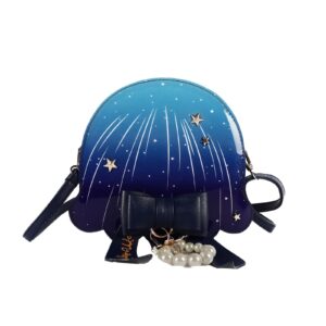 gk-o women jellyfish handbag crossbody bag fantasy submarine jellyfish shoulder bag fake pearl bow knot rivet messenger bag (blue)