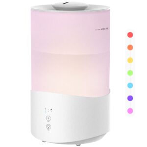 fresnwel cool mist humidifier, 4l top fill 7-color night lights bedroom office, 2-in-1 essential oil diffuser baby kids nursery, humidifier adjustable mist mode, auto shut off, white (narf_42939)