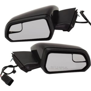 kool vue driver & passenger side power non-heated mirrors for ford mustang 2015-2020 with spotter glass; without signal light, memory & puddle lamp paintable