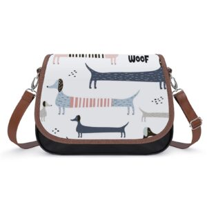 delayer satchel bag for women scandinavian dachshund dogs waterproof leather crossbody handbag messenger bag for ladies