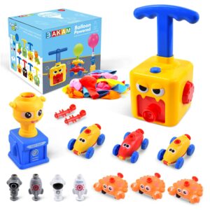 bakam toddler toys 3-4 for boys girls, balloon launcher & powered car set, fun toddlers stem toy balloon pump cars racer kit for kids 3-5 (monster)