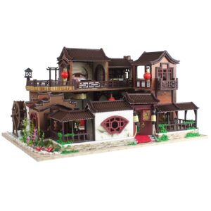 diy miniature furniture kit, wooden handmade mini ancient town model building home craft collection kit, christmas birthday teenagers boys girls adults