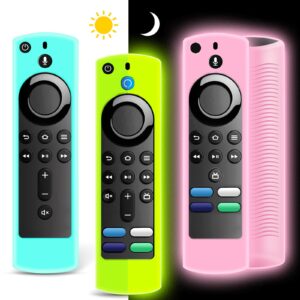 (3 pcs) onebom fire stick remote cover 3rd gen, glowing in the dark, anti slip protective silicone firestick cover compatible with firestick 4k / 4k max/fire stick lite voice remote