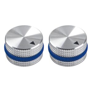 2pcs yootones 25 x 15.5mm guitar knob potentiometer control knob volume audio electric guitar bass knob screw type silver aluminum alloy & rubber ring compatible with 6mm diameter shaft (blue)