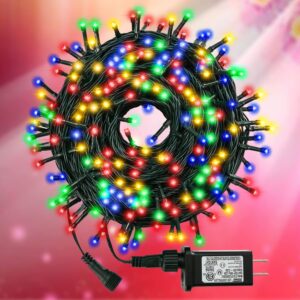 100ft colorful christmas lights with 8 modes, 300 led multicolor outdoor string lights for tree, mini fairy string lights connectable plug in for indoor home wall garden wedding party decoration