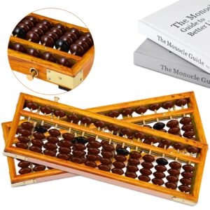 flutesan 2 pieces abacus for adults kids math, wooden abacus japanese chinese soroban, 17 column 13 column soroban calculator (13 column)