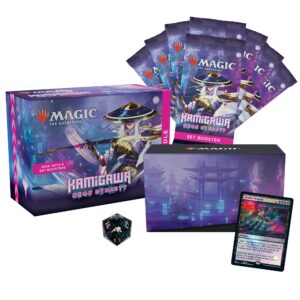 magic: the gathering kamigawa: neon dynasty bundle | 8 set boosters + accessories