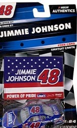 action racing 2019 wave 7 authentic first cup start paint scheme 2001 jimmie johnson #48 power of pride yellow rookie stripe 1/64 scale car measures 3'' l x 1'' w x 1'' tall