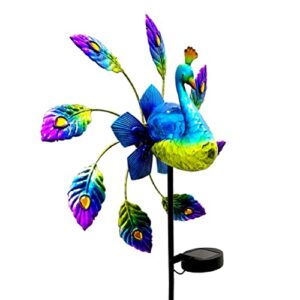 design home decoration garden metal colorful peacock solar lights stake waterproof landscape outdoor lights accessories