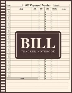 bill tracker notebook: monthly bill payment tracker book to track your personal expenses | budget finance planner & payments checklist organizer