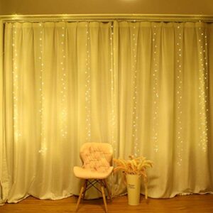 winnerlion string lights curtain,usb 3 x 3 m 300 led curtain lights 8 modes plug in window curtain string lights for christmas wedding party home garden bedroom indoor wall (yellow, 3x3m)