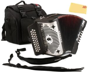 hohner panther diatonic accordion - keys f/bb/eb bundle with hohner accordion road kit and austin bazaar polishing cloth