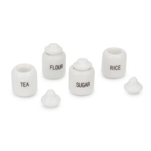 1:12 scale kitchen food accessories miniature sugar shaker candy food model pretend play 4 jars set dollhouse ornament mini scene accessories restaurant candy simulation (porcelain)