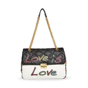 betsey johnson love shoulder bag, black/white