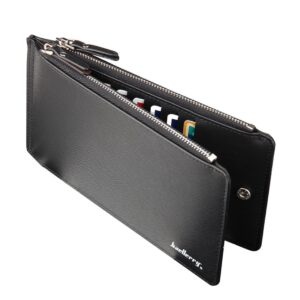 jnket fashion men's wallet pu leather long wallet multi-card wallet (style 1 -black)