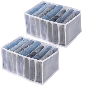 2pcs wardrobe clothes organizer - washable drawer clothes organizer, visible clothing organizer with compartments, foldable clothing divider bag. (white)