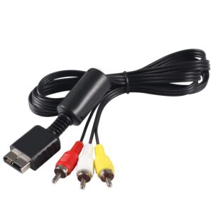 aokin ps2 ps3 av cable, audio video av rca cable cord for playstation 1, playstation 2, playstation 3, playstation 3 slim, 1.8m/6ft