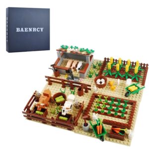 baenrcy farm field set building blocks plant animal crops building bricks kit diy building set compatible all major brands (animal)