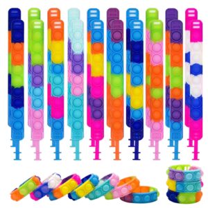 tomoin 30pcs party favors pop bracelets fidget toy bracelet multicolor stress relief finger press halloween christmas gift