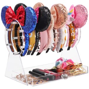 oaoleer headband holder, clear jewelry organizer for teen girl women gifts, the perfect headband display organizer (acrylic with drawer)