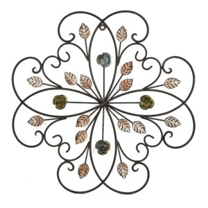 remenna metal wall art- metal flower scroll wall art decor rustic wall decor for bedroom bathroom living room outdoor garden… (flower scroll wall art)