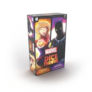 usaopoly marvel dice throne | 2 hero box featuring captain marvel, black panther | standalone competitive dice game | officially-licensed marvel game | compatible with the dice throne ecosystem