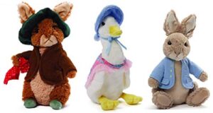 gund 3 piece nursery tale stuffed animal bundle, peter rabbit, benjamin bunny and jemima puddle duck