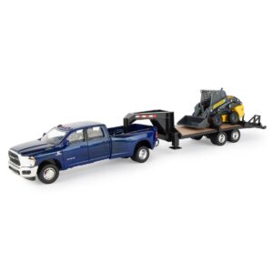 ertl 1/32 big farm ram 3500 dually quad cab with lowboy and new holland l230 skid steer 47269