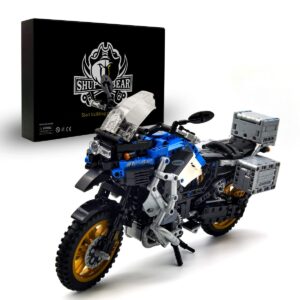 shupbear creator expert blue super adventure motorcycle set,adult car model,building blocks 948 pcs