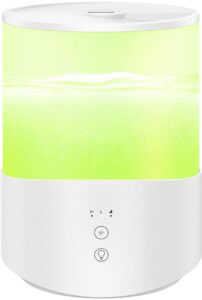 2500ml cool mist humidifiers for bedroom, essential oil compatible, 7-color light, 25db quiet run up to 30h, bpa-free humidifiers for large room plants baby room, auto shut off, easy to clean