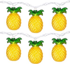 dr.betree pineapple string lights 8.5ft, funny pineapple string lights 10 large pineapple lights, tropical beach themed pineapple fairy lights for home birthday party decor, white wire