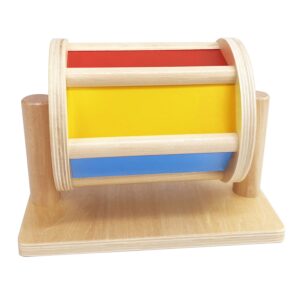 sgvv90 wooden spinning rainbow drum, sensory development toys, montessori toys with mirror and bell for baby toddlers gift