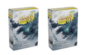 dragon shield bundle: 2 packs of 60 count japanese size dual matte card sleeves - matte snow